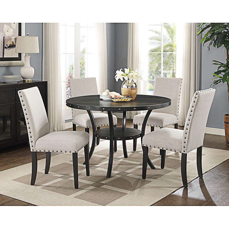 Winston Porter Round Dining Table With Shelf | Wayfair